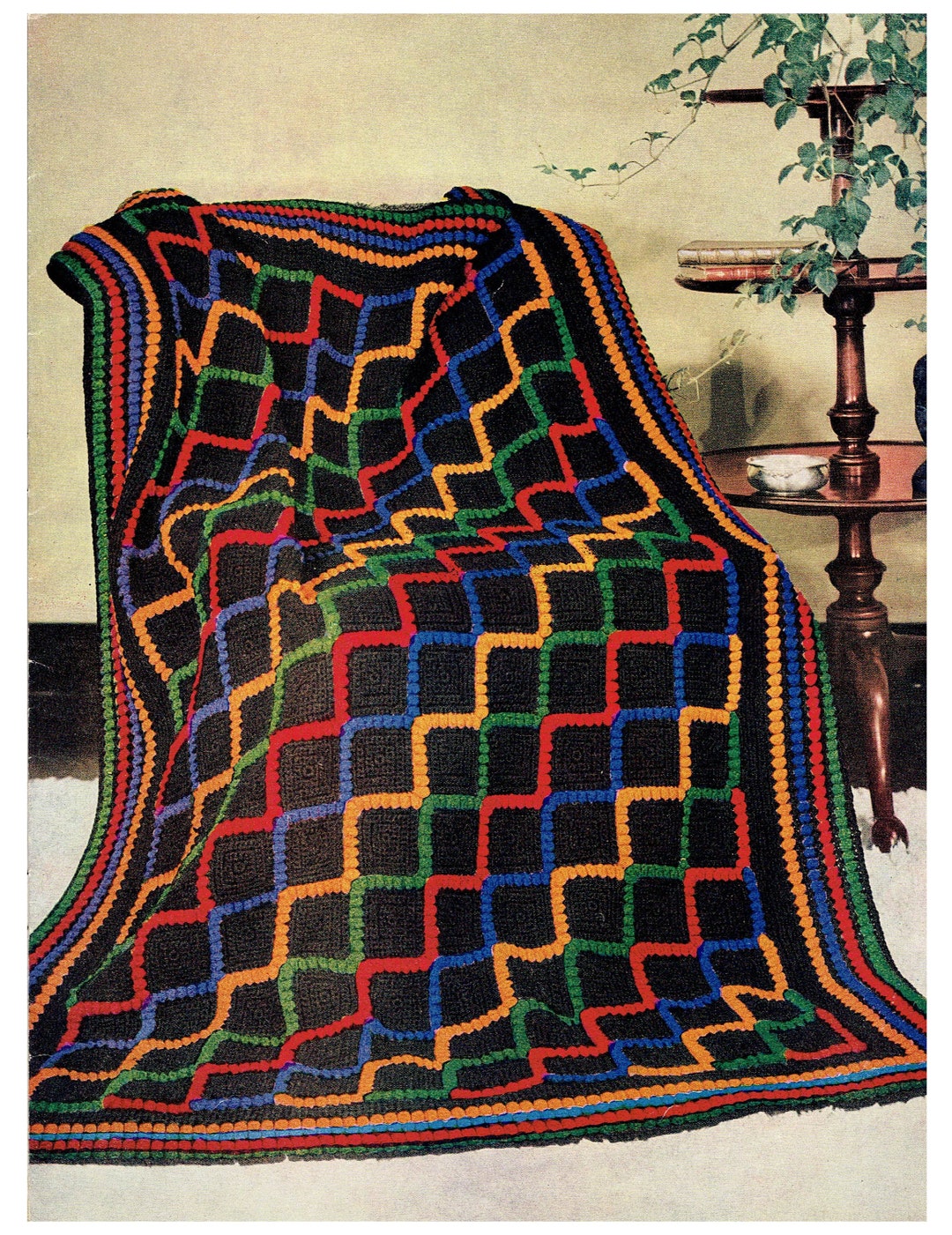 1940s Plymouth Vintage Afghan Crochet Pattern PDF -- INSTANT DOWNLOAD ...