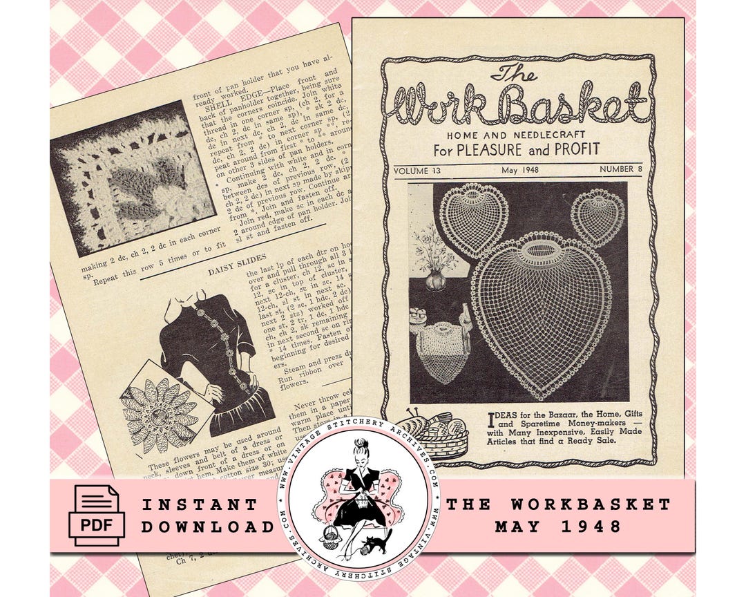Vintage "workbasket" Magazine PDF, May 1948 | 1940's Crochet, Knitting ...