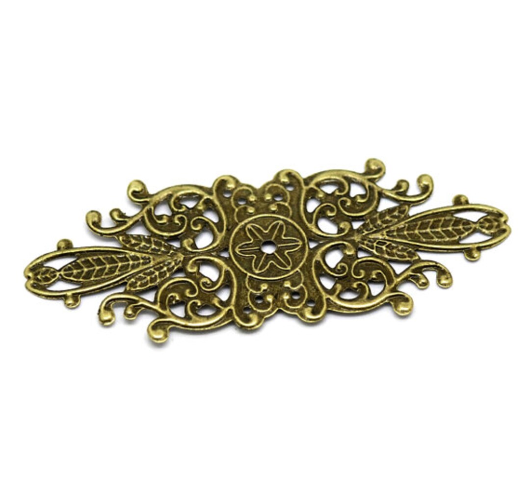 Filigree : 10 Antique Bronze Filigree Flower Connectors Links Brass ...