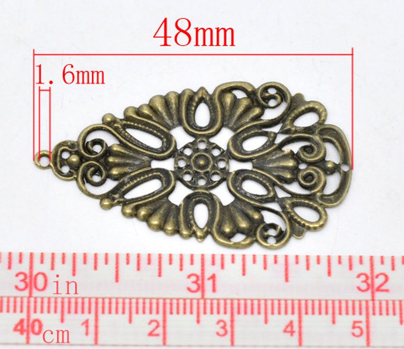 Filigree : 10 Antique Bronze Filigree Metal Jewelry Stampings | Brass ...