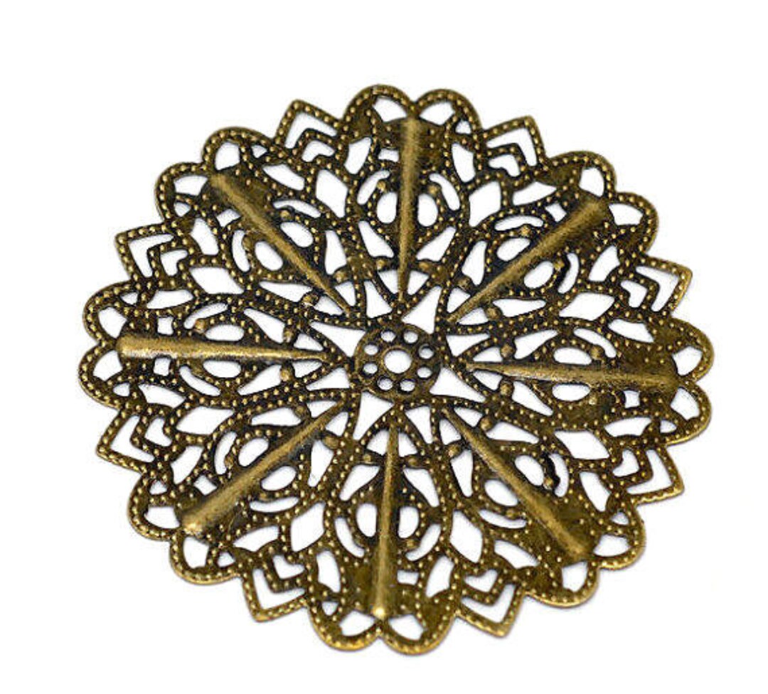 Antique Brass Filigree Flower Metal Stampings / Bronze Filigree ...