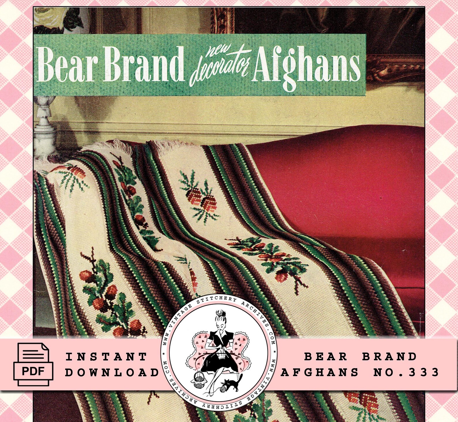 Vintage Crochet Pattern Book -- Bear Brand New Decorator Afghans Vol ...