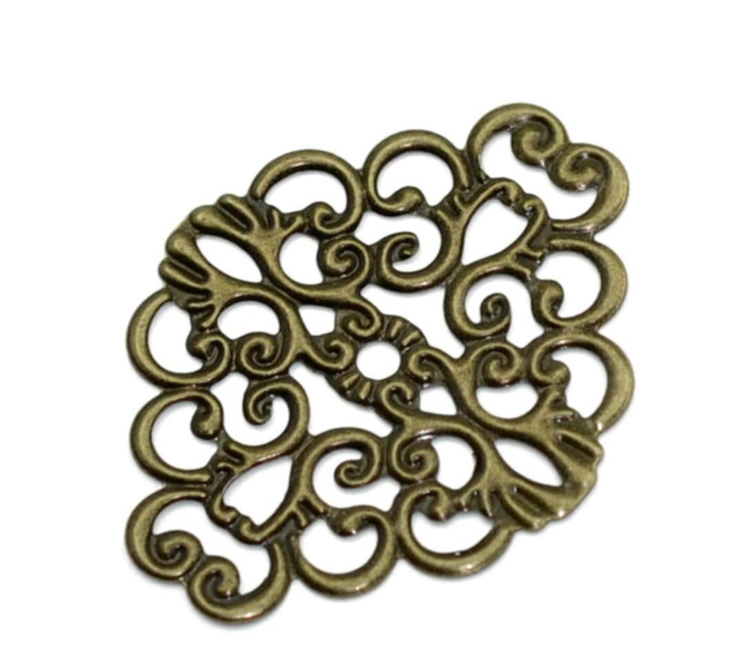 Filigree : 10 Antique Bronze Filigree Metal Jewelry Stampings | Brass ...