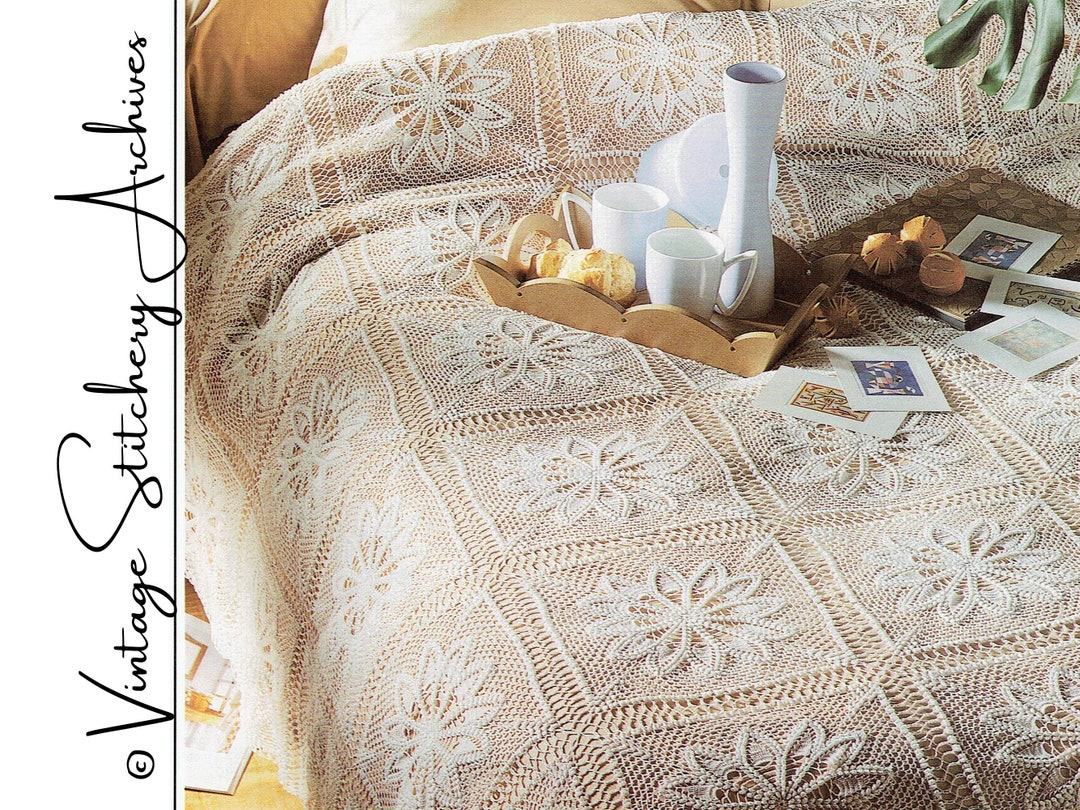 Vintage Crochet Pattern "sunday Breakfast Crochet Bedspread" Digital ...