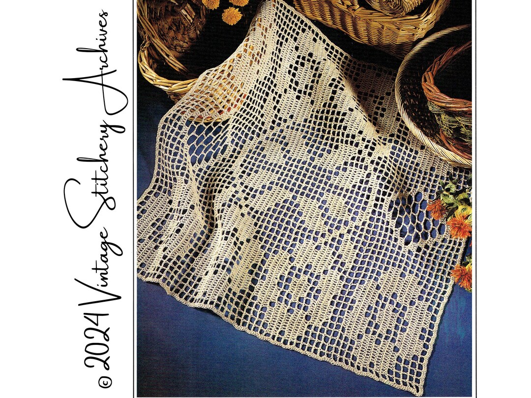 Vintage Filet Crochet Pattern "prairie Flowers Doily" Digital PDF ...