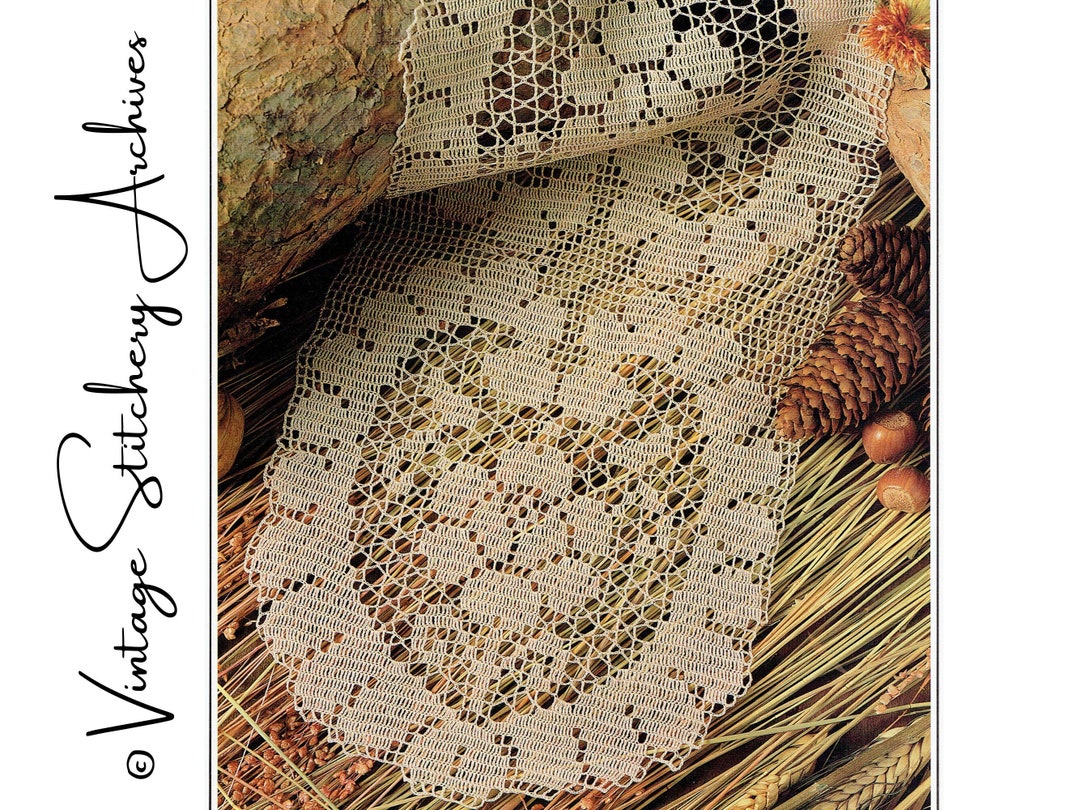 Vintage Filet Crochet Pattern "floral Duet Filet Crochet Doily" Digital ...