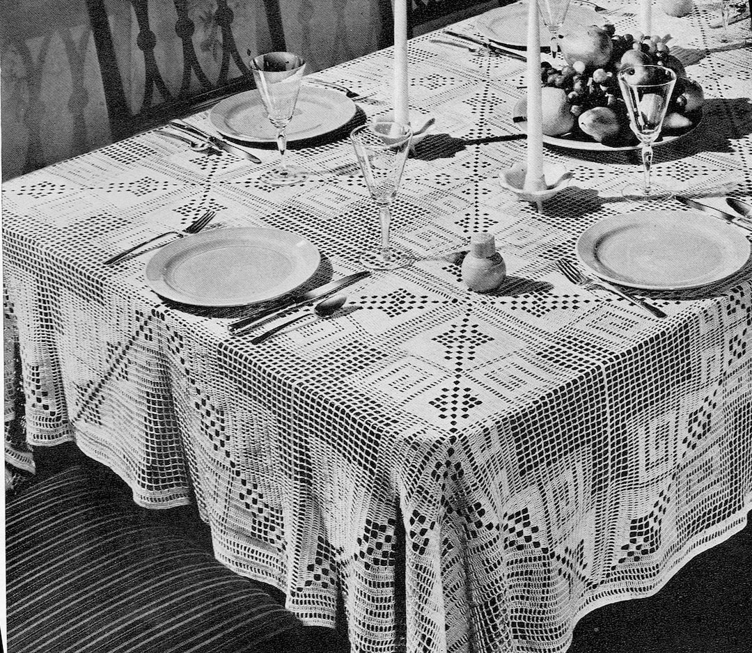 Crochet Tablecloth Pattern "penthouse Filet Crochet Tablecloth" PDF ...