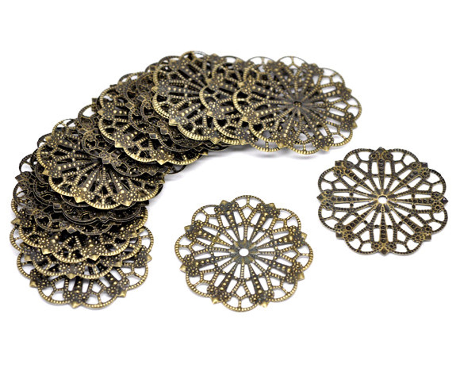 Antique Bronze Filigree Findings / Metal Filigree Stampings / - Etsy
