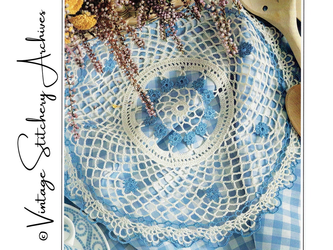 Vintage Crochet Pattern "forget-me-nots Round Doily" Digital PDF ...