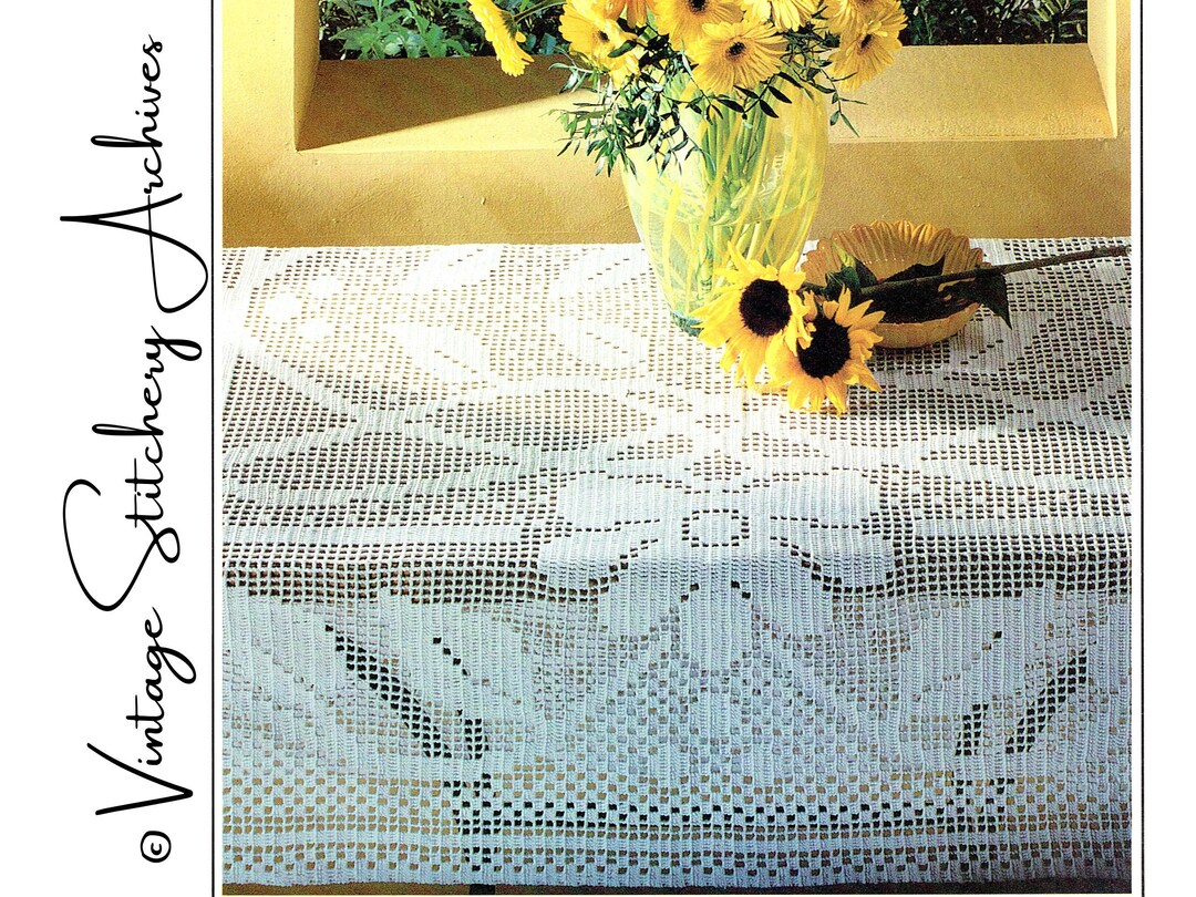 Vintage Filet Crochet Pattern "leaf Garland Filet Crochet Tablecloth ...