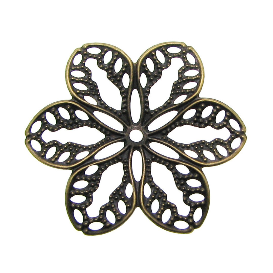 Filigree : 10 Antique Brass Filigree Metal Jewelry Stampings / Bronze ...