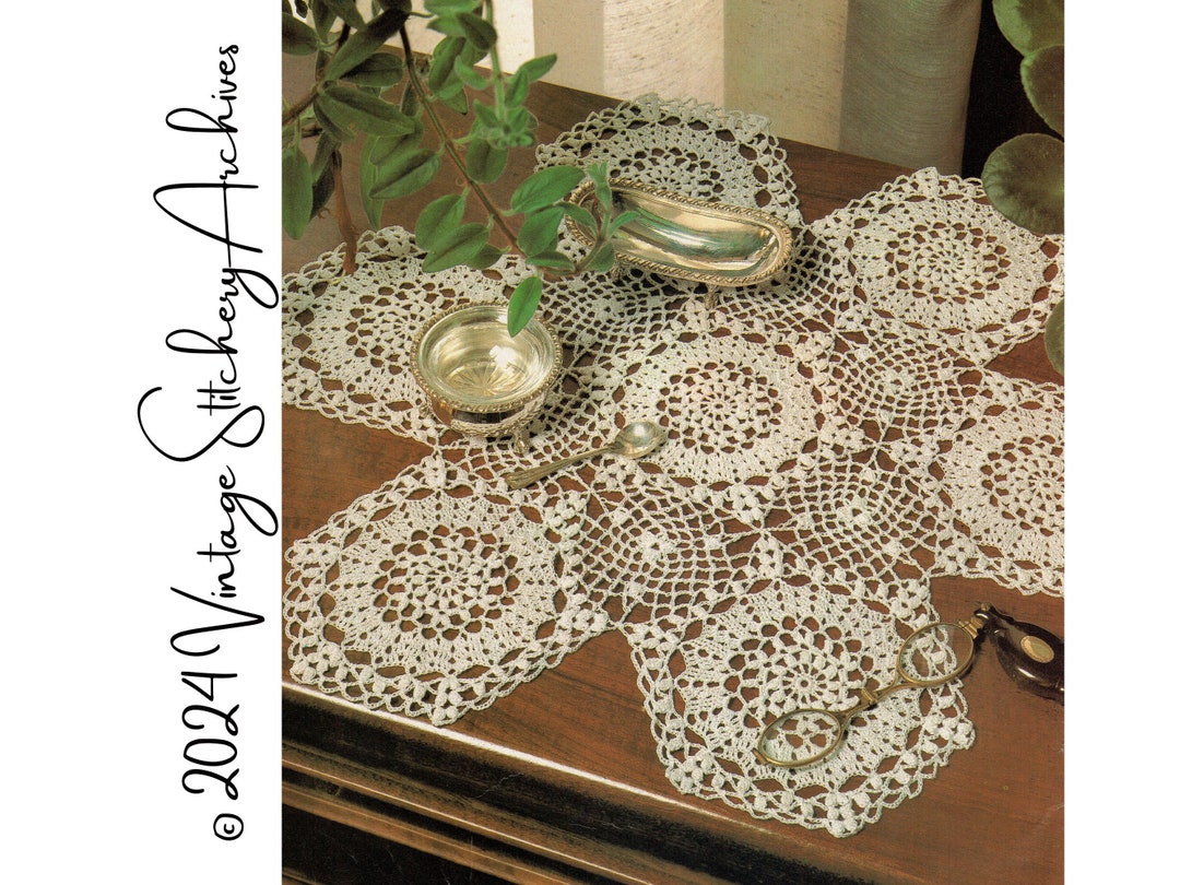 Vintage Crochet Pattern "patchwork Centerpiece Doily" Digital Crochet ...