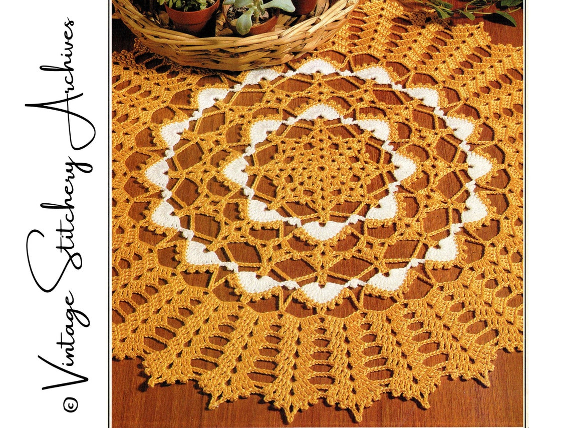 Vintage Sunflower Doily Crochet Pattern, 14" Round (digital PDF) - Etsy