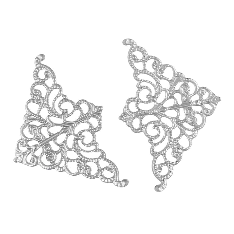 Silver Triangle Filigree Stamping / Filigree Jewelry Finding / - Etsy