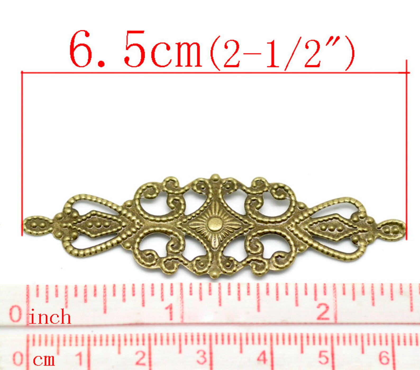 Antique Bronze Filigree Stampings / Embellishments [10 Pieces] -- Lead ...