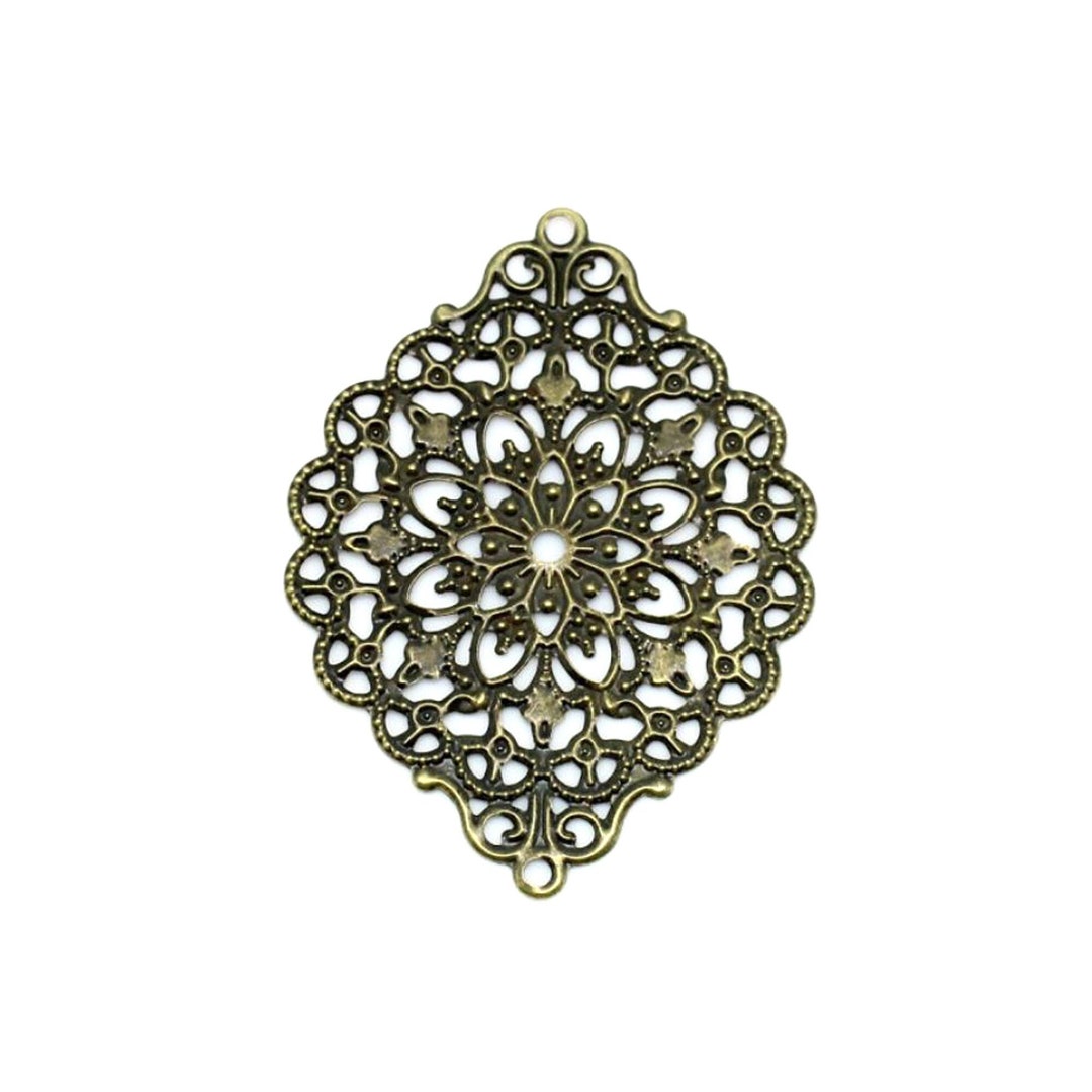 Antique Bronze Rhombus Filigree Connector Stampings / Filligree Links ...