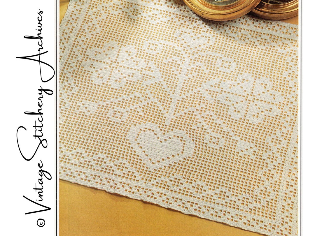 Vintage Filet Crochet Pattern "folk Art Rectangle Doily" Digital PDF ...