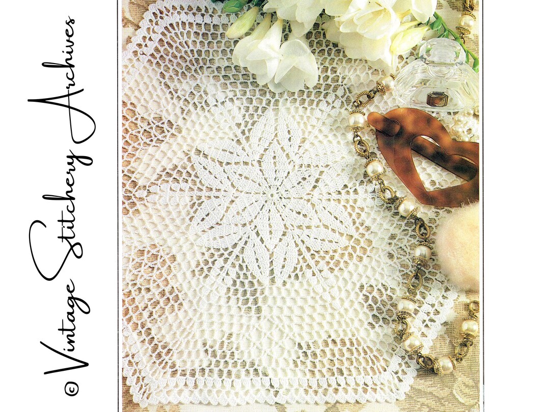 Vintage Crochet Pattern "kerry Lily Doily" Digital Crochet PDF Pattern ...
