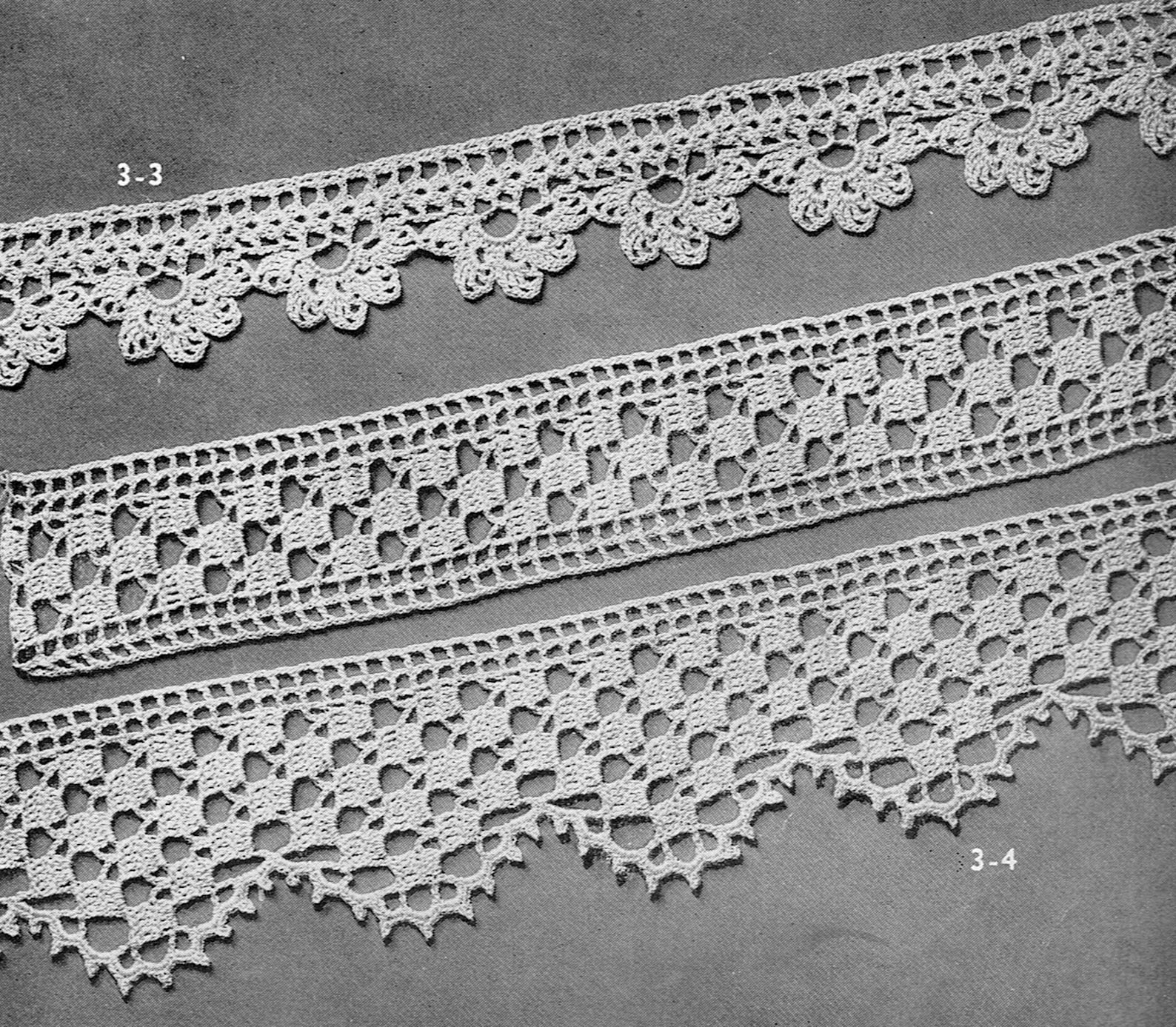 Vintage Lace Crochet Edgings Patterns INSTANT DOWNLOAD, PDF 3 Different ...