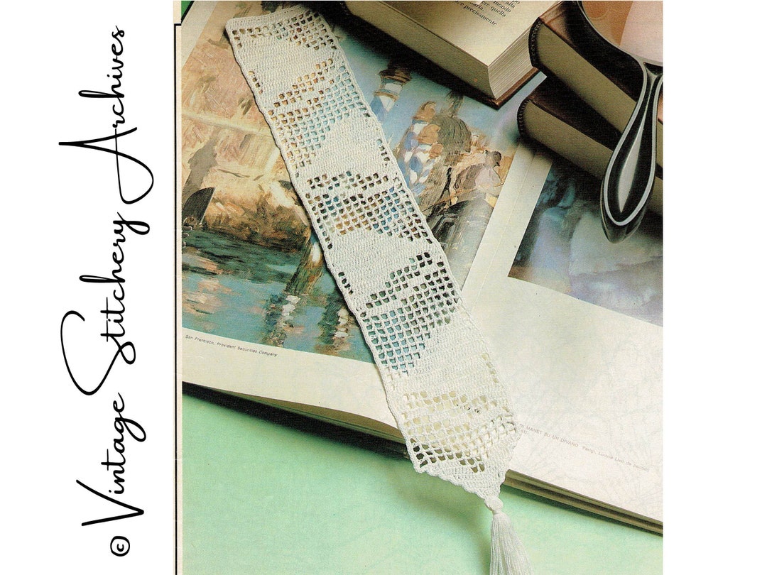 Vintage Filet Crochet Bookmark Pattern, "wedding Bells, Christmas Bells ...