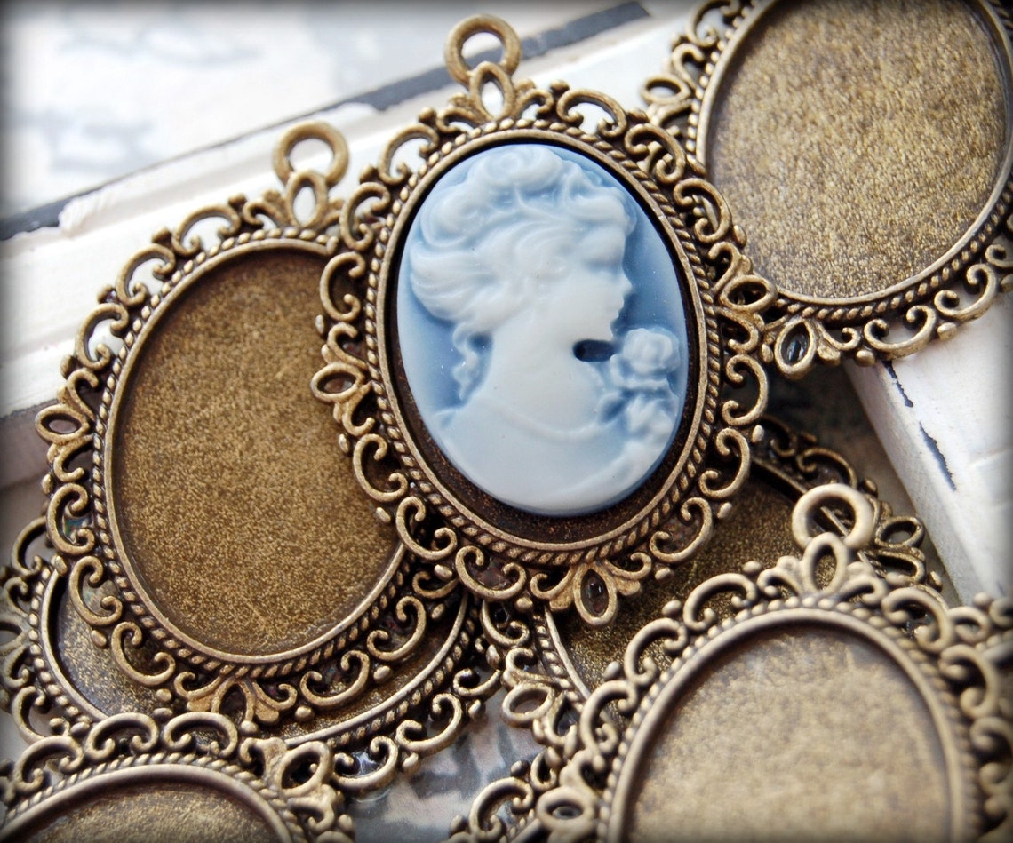 Cabochon Setting / Bezel : 10 Pieces Antique Bronze Oval Cameo - Etsy