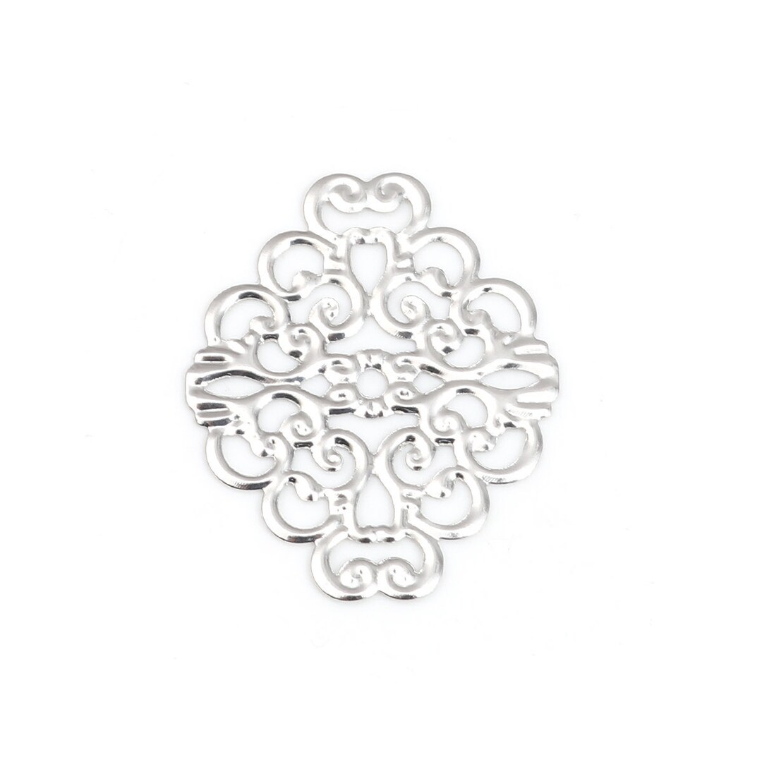 Filigree : 10 Silver Filigree Metal Jewelry Stampings / Embellishments ...