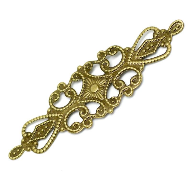 Antique Bronze Filigree Stampings / Embellishments [10 Pieces] -- Lead ...