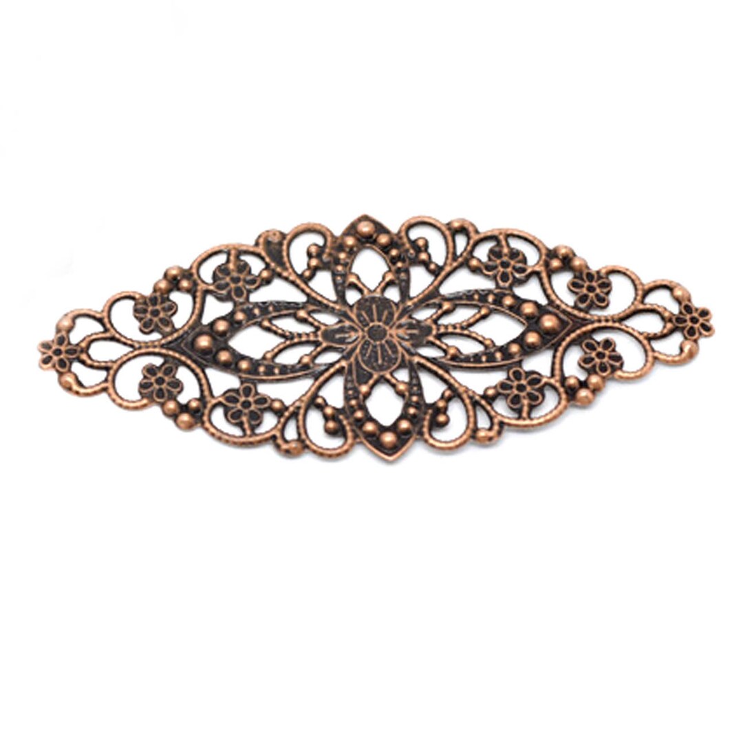 Filigree : 6 Antique Copper Filigree Flower Wraps | Metal Filigree ...