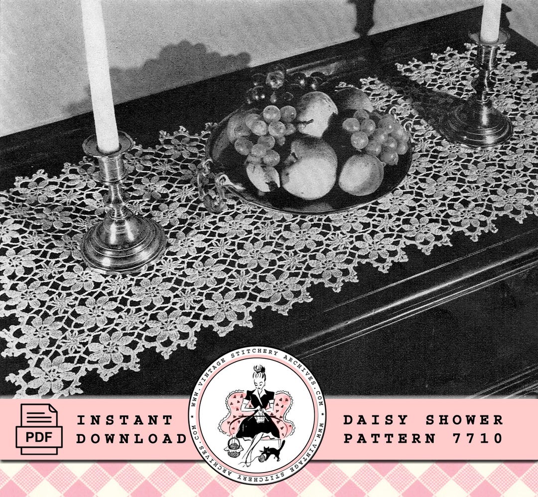 Vintage Daisy Crochet Table Runner Pattern (PDF Download) - Etsy
