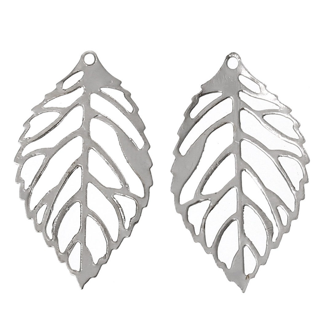 Silver Filigree Leaf Charms / Filigree Leaf Metal Stampings ...