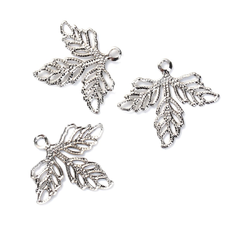 Antique Silver Filigree Leaf Charms / Filigree Leaves Metal - Etsy