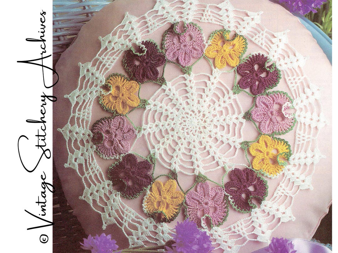 Floral Doily Crochet Pattern, "viola Crown" Digital Crochet PDF Pattern ...