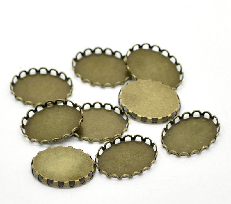Cabochon Settings : 10 Brass Lace Edge Cabochon Settings | Etsy