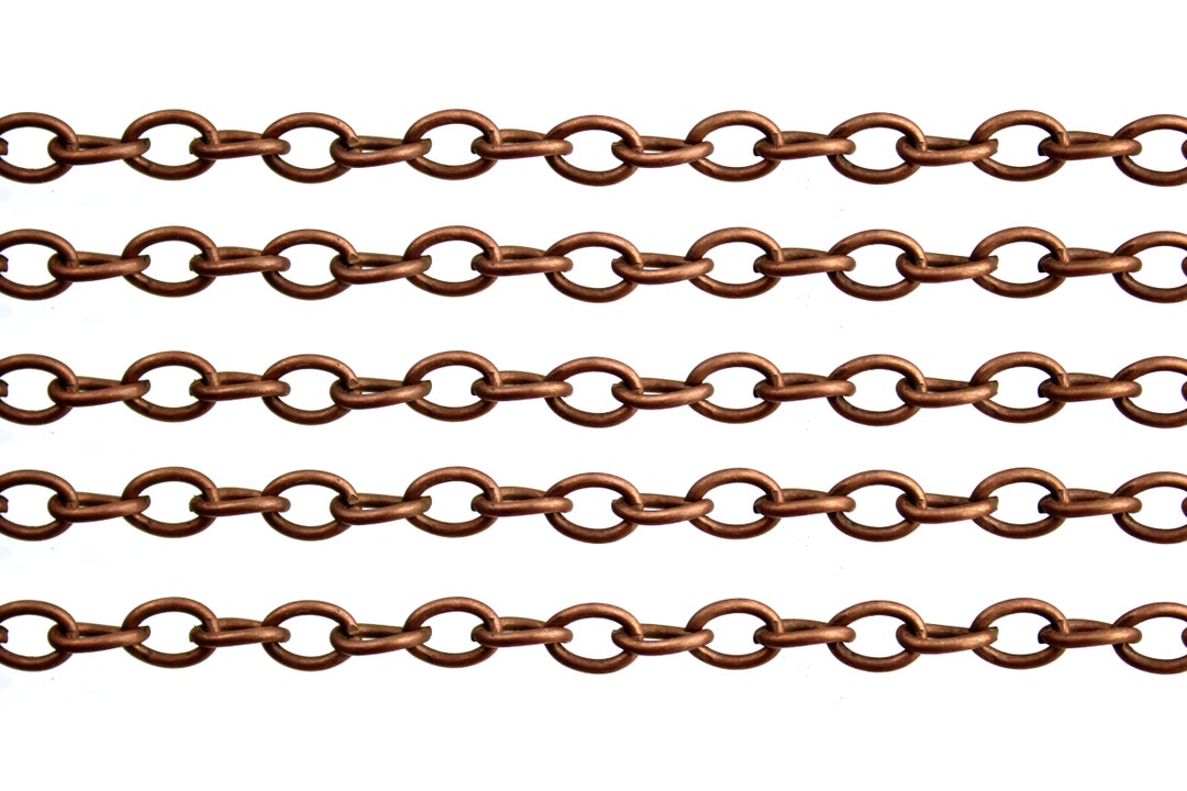 Antique Copper Cable Chain / Copper Ox Oval Link Chain (6mm X 4.5mm X ...