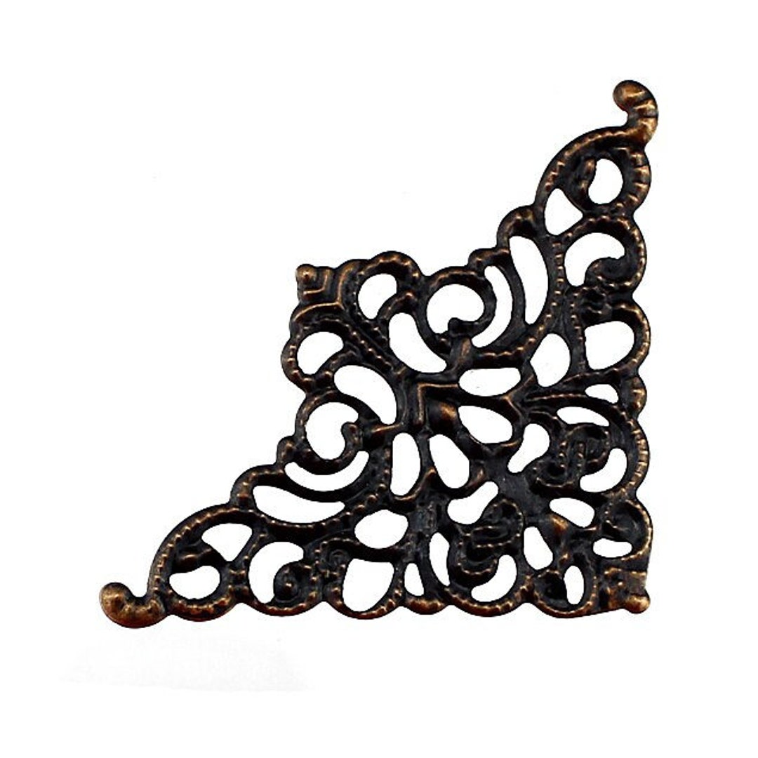 Antique Copper Triangle Filigree Stamping / Filigree Corner ...