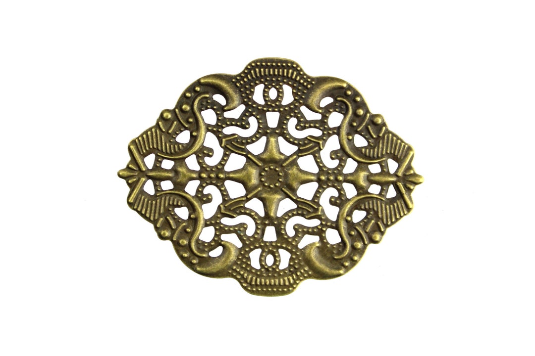Antique Brass Filigree Metal Stampings / Bronze Filigree Embellishments ...