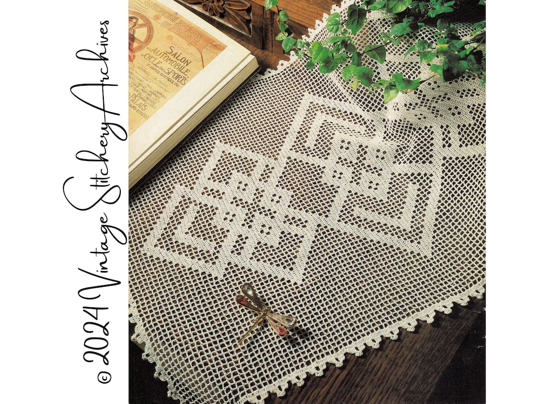 Vintage Filet Crochet Pattern "robust Table Runner" Digital Crochet PDF ...
