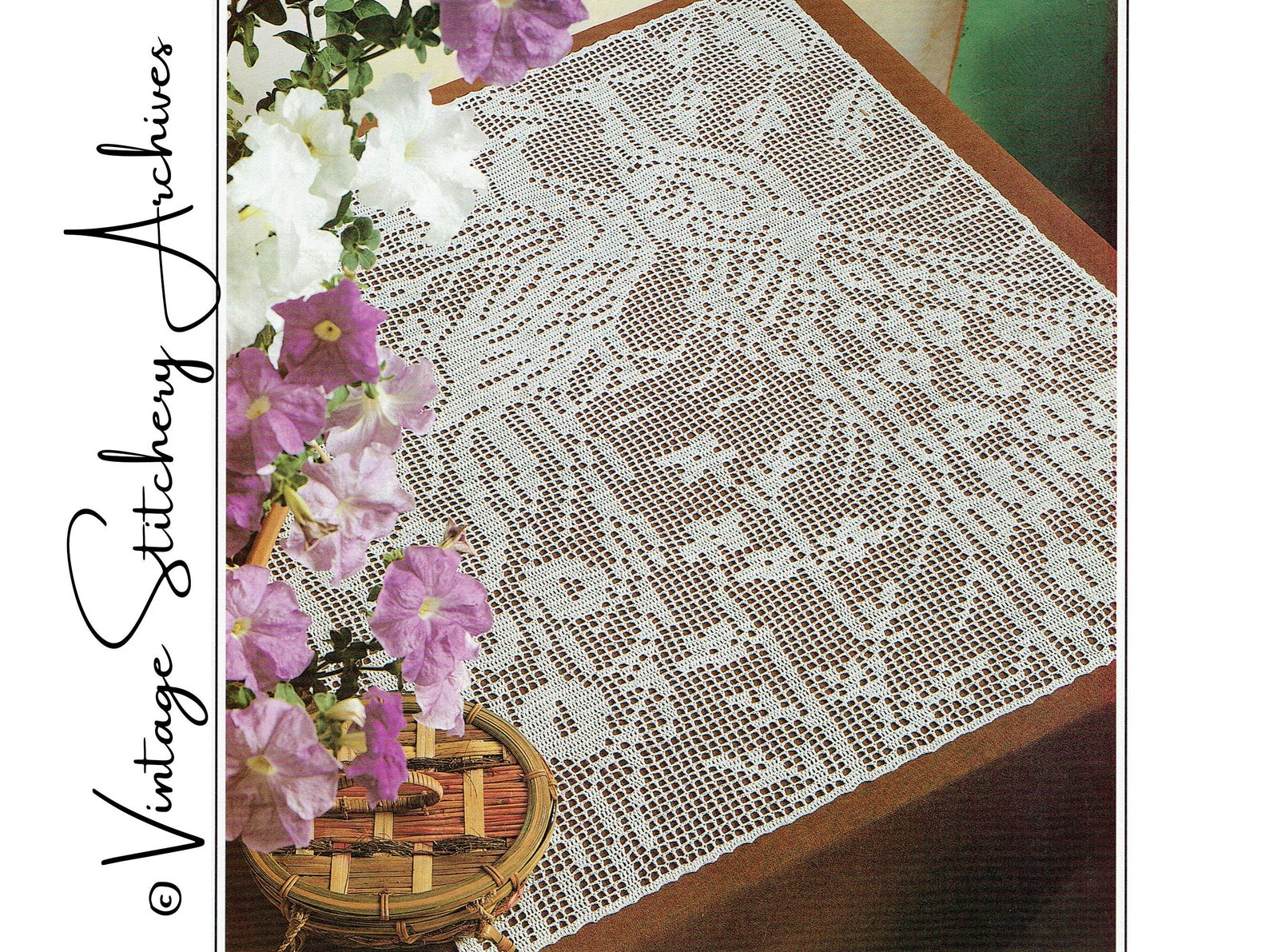 Vintage Peacock Filet Crochet Pattern "royal Birds Filet Crochet Table ...