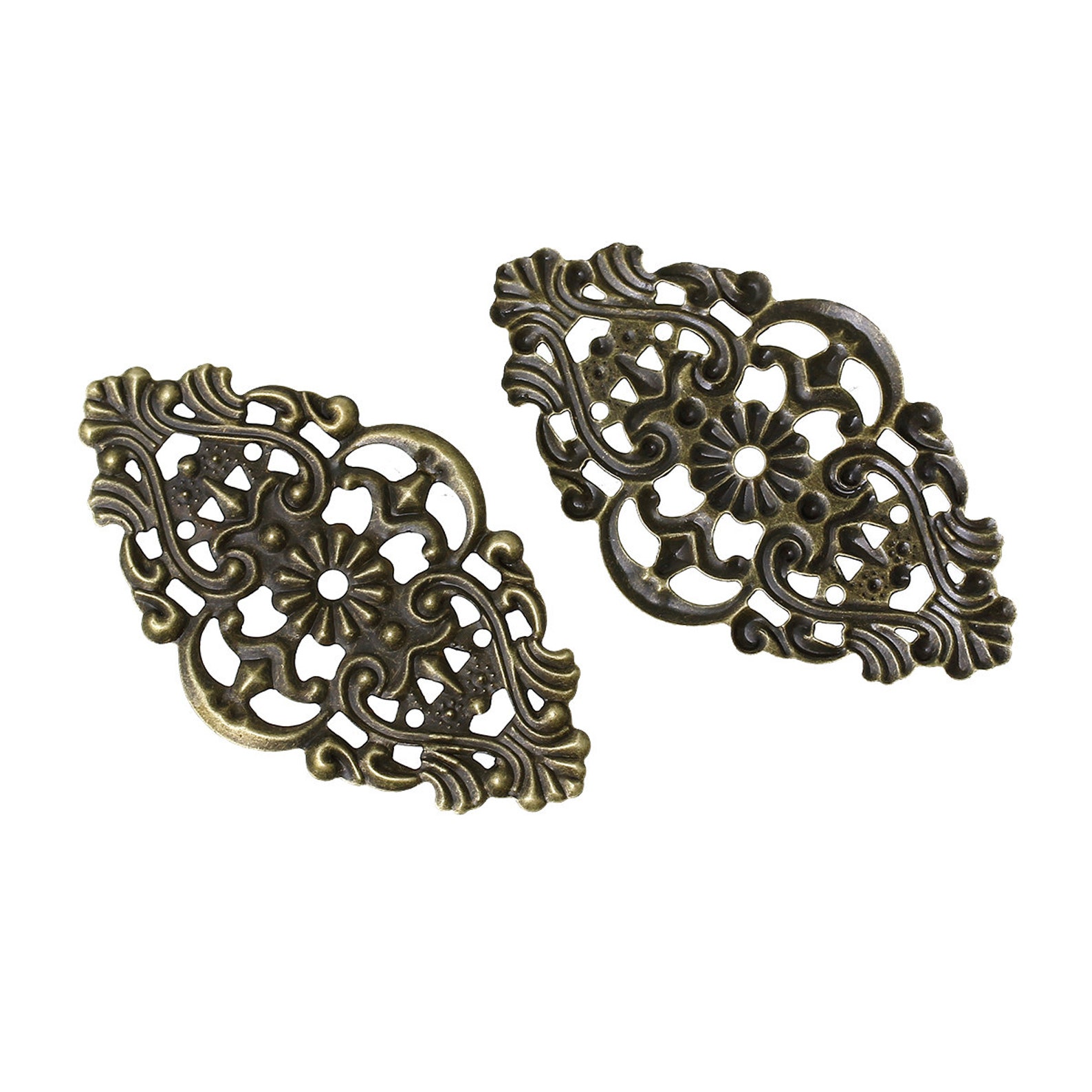 Filigree : 10 Antique Bronze Filigree Metal Jewelry Stampings - Etsy