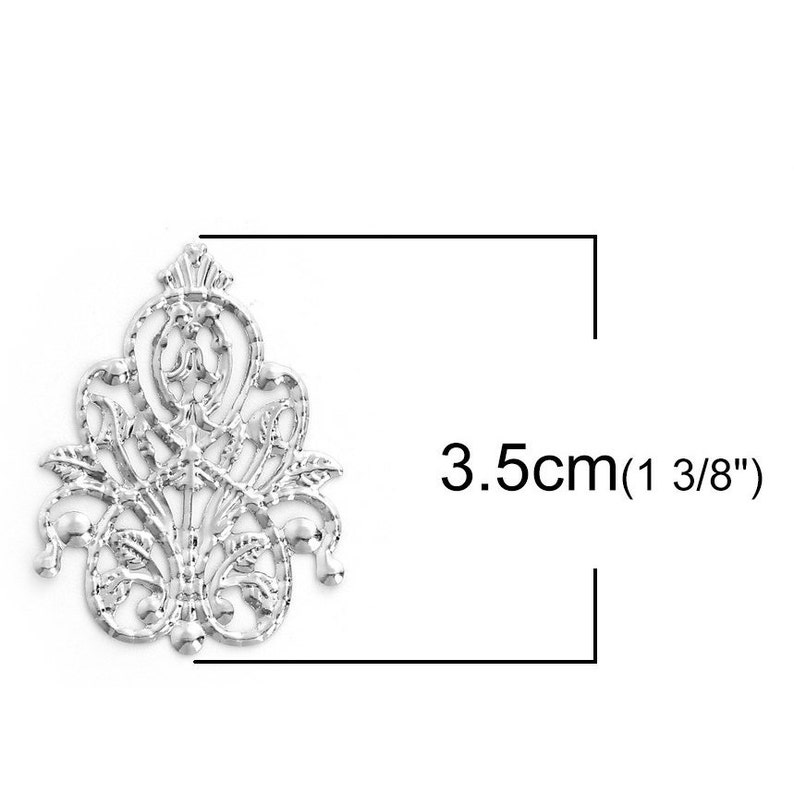 Silver Filigree Metal Stampings / Filigree Embellishments - Perfect for ...