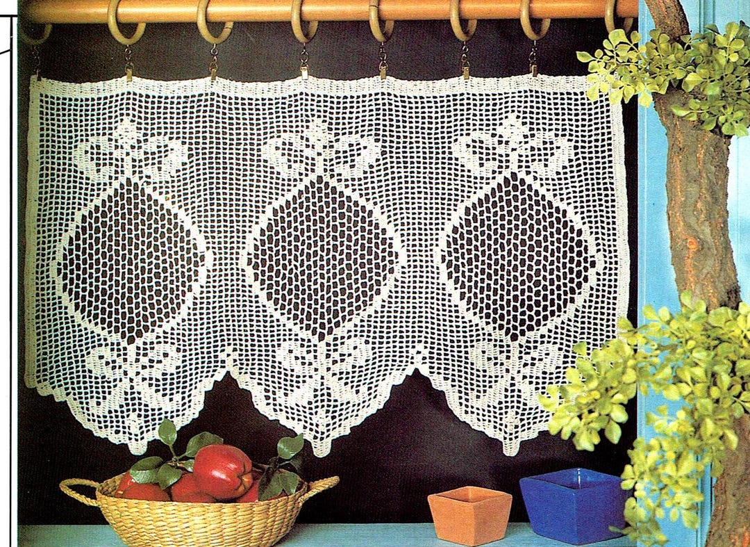 Vintage Filet Crochet Pattern, "ripening Crochet Curtain Valance ...