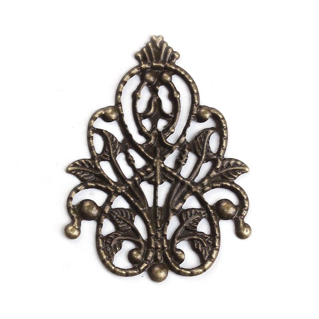Filigree : 10 Antique Bronze Filigree Metal Jewelry Stampings | Brass ...