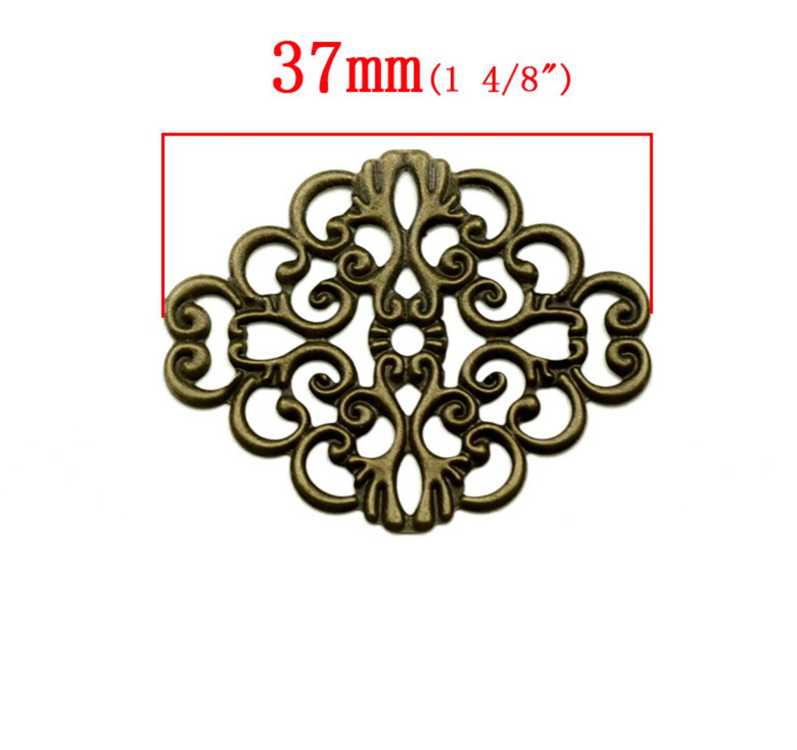 Filigree : 10 Antique Bronze Filigree Metal Jewelry Stampings | Brass ...