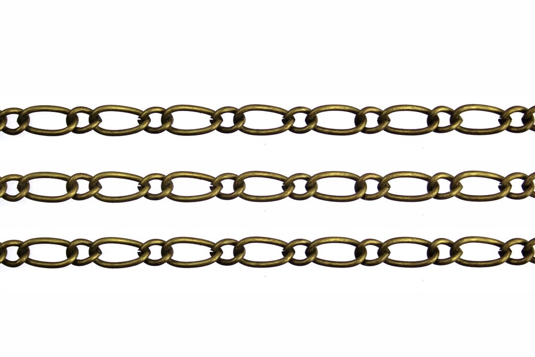 Antique Bronze Mother Son Figaro Chain / Brass Ox FIGARO Chain 5mm X ...