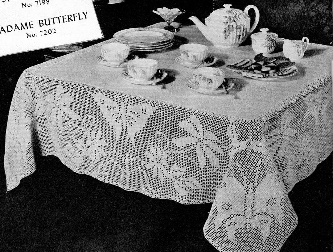 Vintage Crochet Pattern "madame Butterfly Filet Crochet Tablecloth" PDF ...