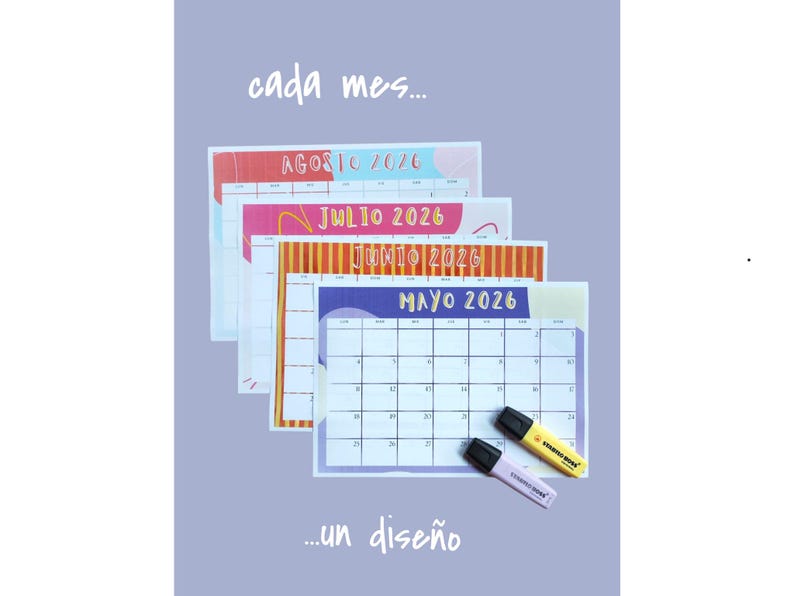 Printable A2, A4, A3 Monthly Planner Calendar for January to December ...