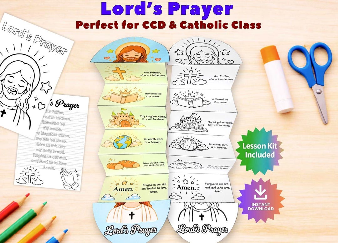 Lord’s Prayer Craft for Kids, Our Father Printable, Catholic CCD ...