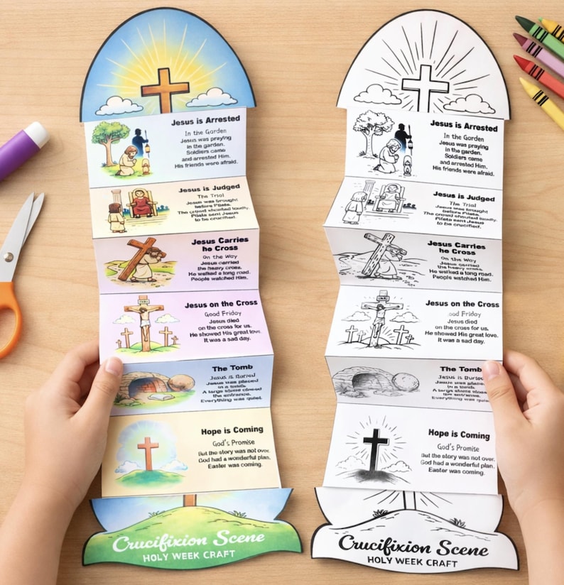 Crucifixion of Jesus Folding Craft, Good Friday Bible Story Activity ...