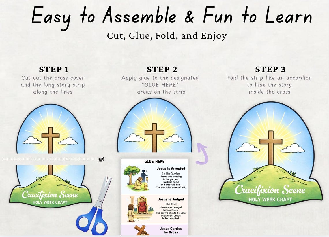 Crucifixion of Jesus Folding Craft, Good Friday Bible Story Activity ...