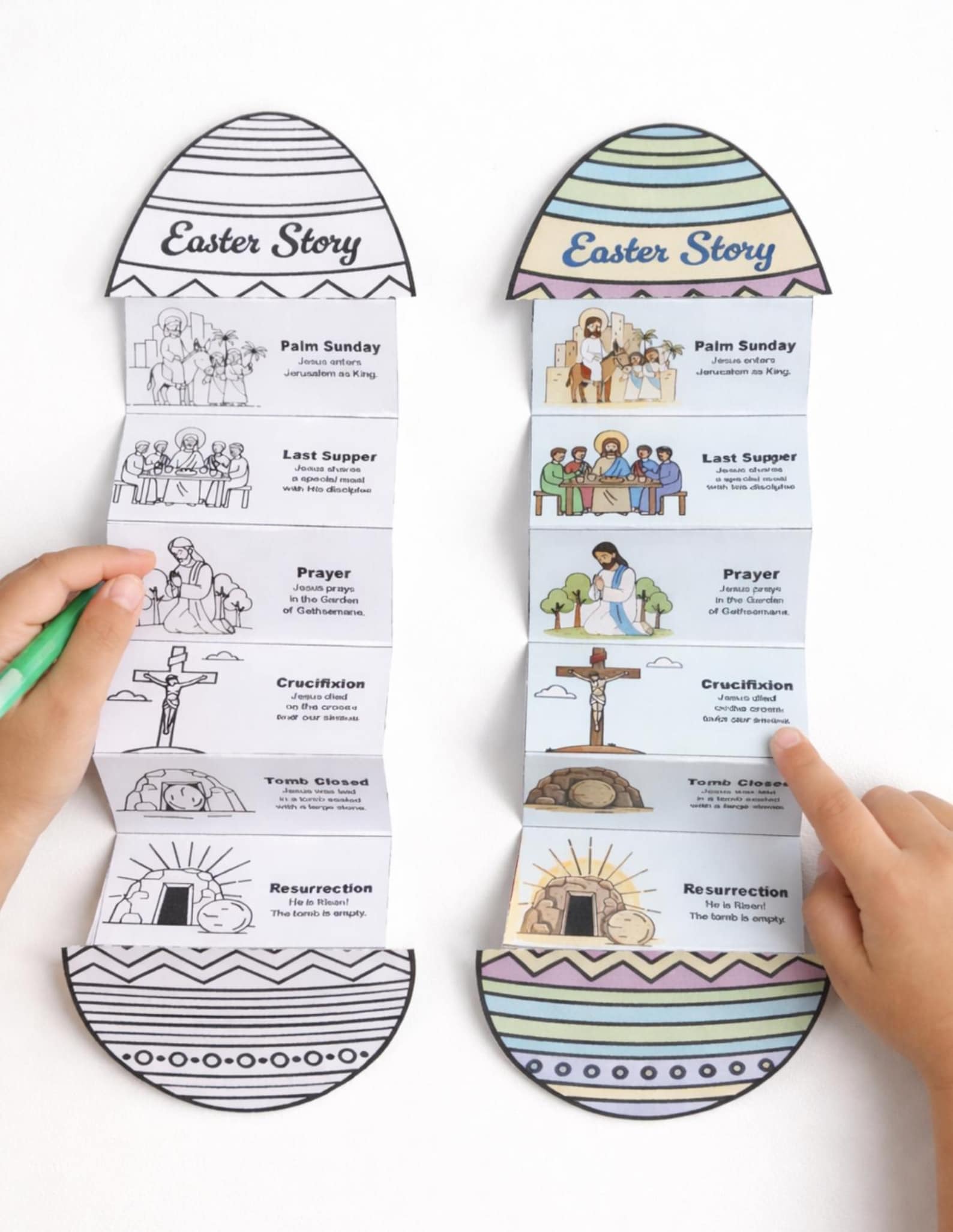 Easter Story Folding Craft for Kids, Holy Week Printable, Bible Story ...